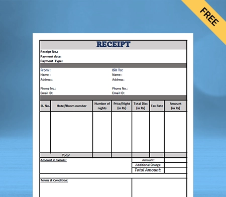 Hotel Receipt Format Free Download
