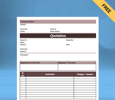 Packers and Movers Quotation Format Free Download