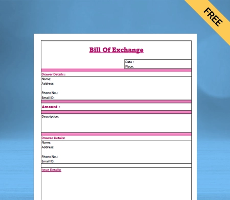 Bill of Exchange Format Free Download