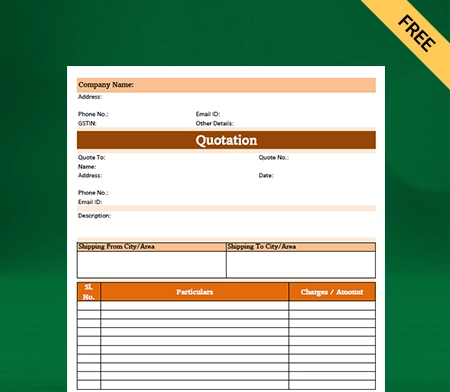 Packers and Movers Quotation Format Free Download