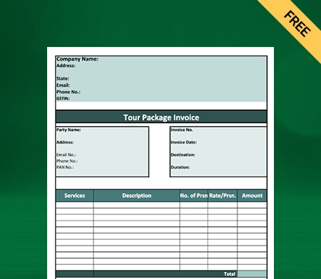 Tour Package Bill Format Free Download