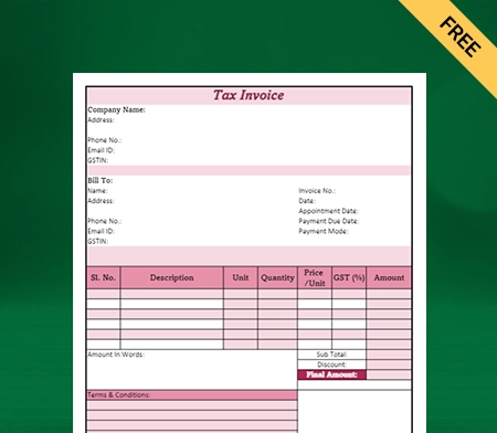 Home Repair Invoice Template Free Download