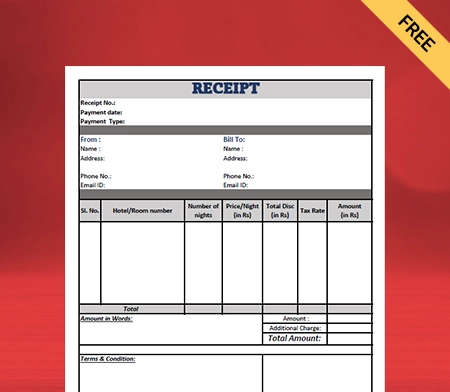 Hotel Receipt Format Free Download