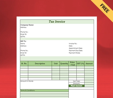 Home Repair Invoice Template Free Download