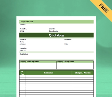 Packers and Movers Quotation Format Free Download