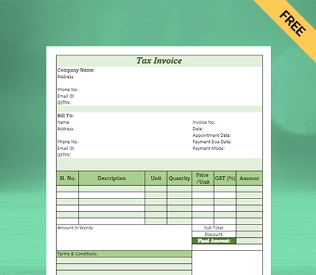 Home Repair Invoice Template Free Download