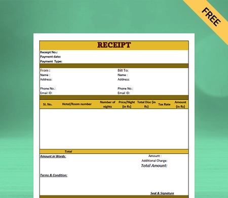 Hotel Receipt Format Free Download