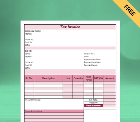 Home Repair Invoice Template Free Download