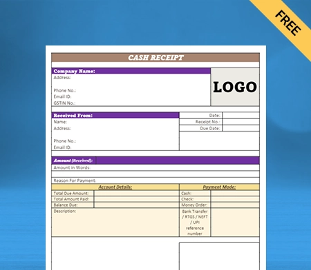 Cash Receipt Format in Word Free Download