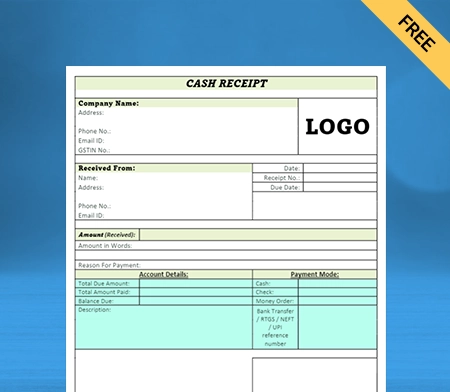Cash Receipt Format in Word Free Download