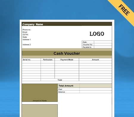 Cash Receipt Voucher Format in Word Free Download