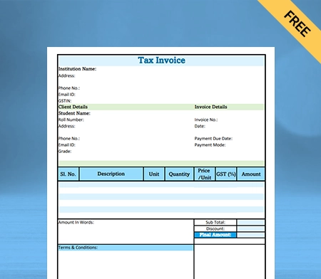 Education Invoice Template Free Download