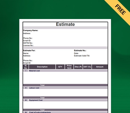 Building Estimate Format Free Download