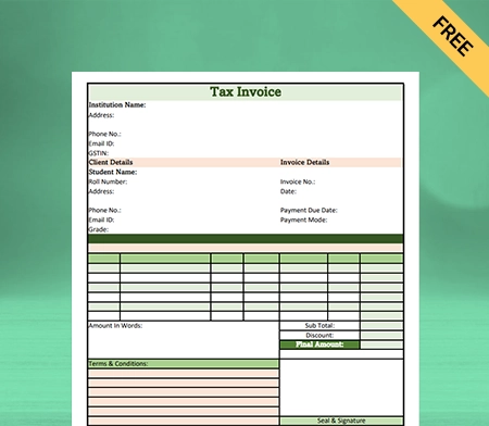 Education Invoice Template Free Download