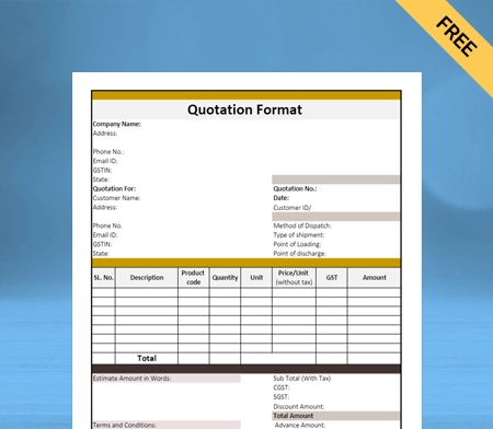 Export Quotation Format Free Download