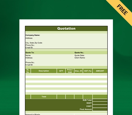 Food Quotation Format Free Download