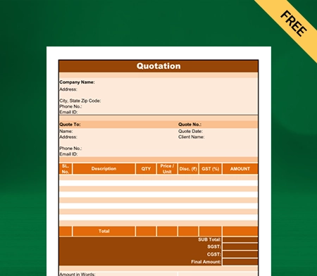 Food Quotation Format Free Download