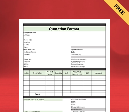 Export Quotation Format Free Download