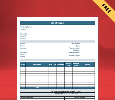 Composition Dealer Invoice Format Free Download