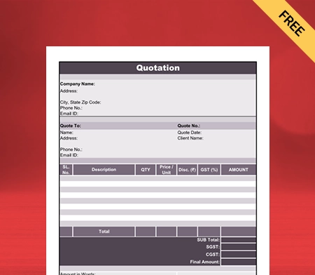 Food Quotation Format Free Download