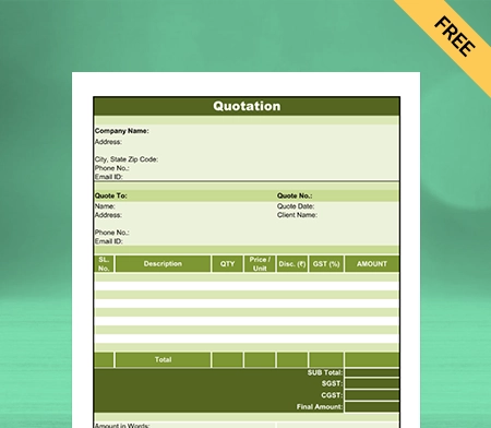 Food Quotation Format Free Download