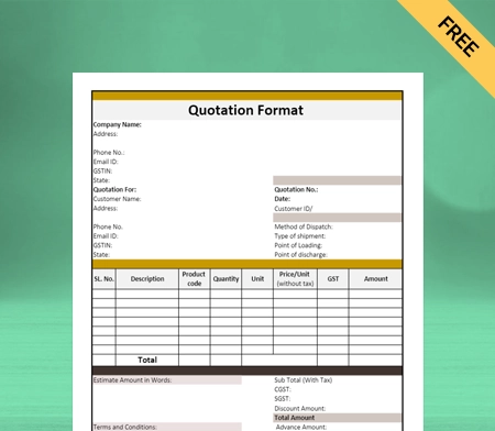 Export Quotation Format Free Download
