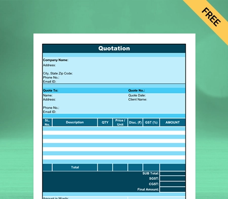 Food Quotation Format Free Download