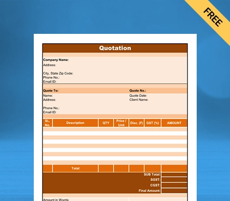 Food Quotation Format Free Download