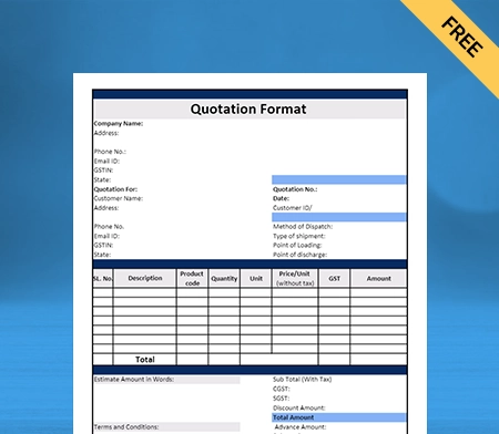 Export Quotation Format Free Download