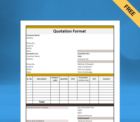 Export Quotation Format Free Download