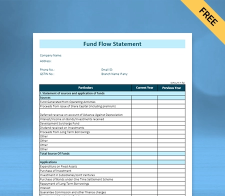 Fund Flow Statement Format : Excel, PDF - Free Download