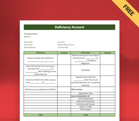 Deficiency Account Format : Enhance Accountability