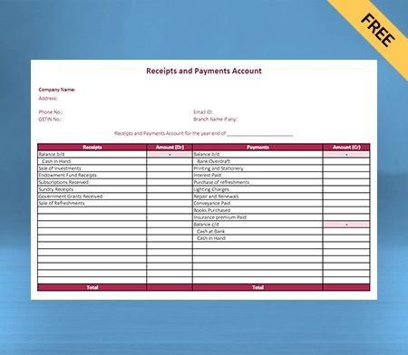 Receipt And Payment Account Format - Excel, PDF