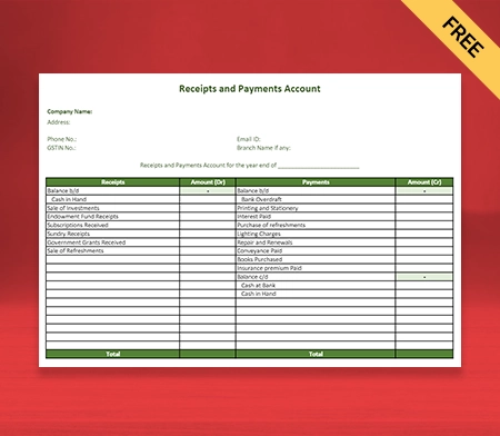 Receipt And Payment Account Format - Excel, PDF