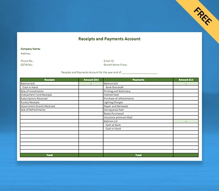 Receipt And Payment Account Format - Excel, PDF