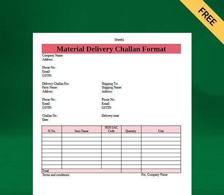 Delivery Challan Format Free Download