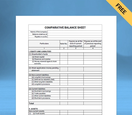 Comparative Balance Sheet Format - Free Download