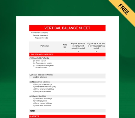 Vertical Balance Sheet Format | Free Download