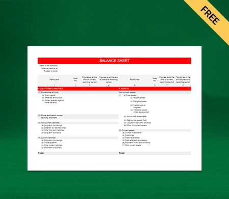 Horizontal Balance Sheet Format | Free Download