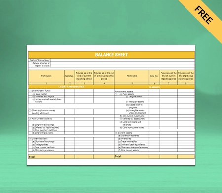 Horizontal Balance Sheet Format | Free Download