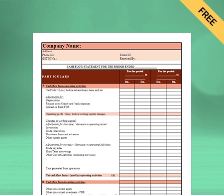 Indirect Cash Flow Statement Excel Template