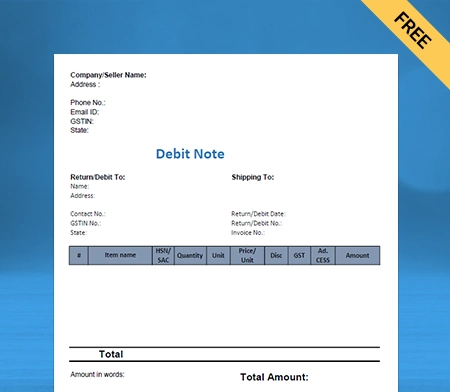 Debit Note Format - Free Download