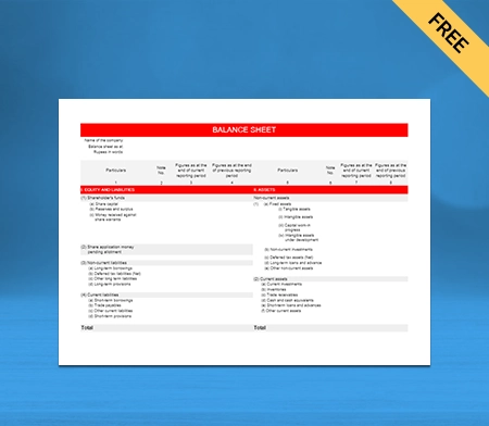 Horizontal Balance Sheet Format | Free Download