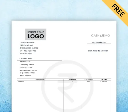 Cash Memo Format Free Download | Vyapar App