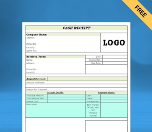 Cash Receipt Format in Word | Free Templates