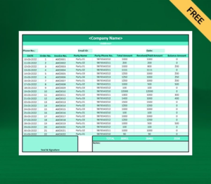 Sales Report Format in Excel Free Download