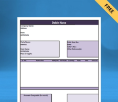 Debit Note Format in Tally Free Download