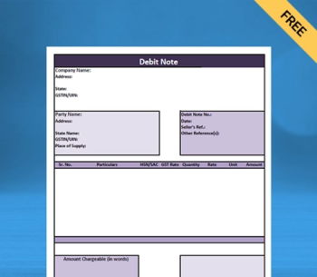 Debit Note Format in Tally Free Download