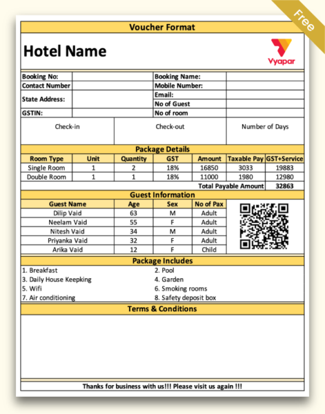 Download Free Hotel Voucher Format or Templates