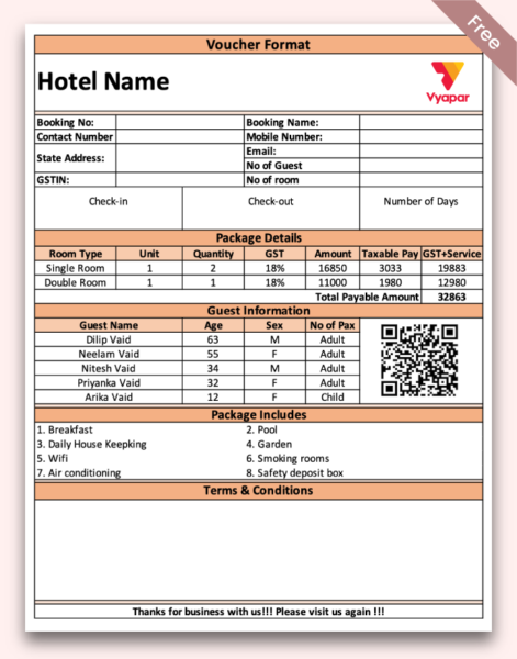 Download Free Hotel Voucher Format or Templates